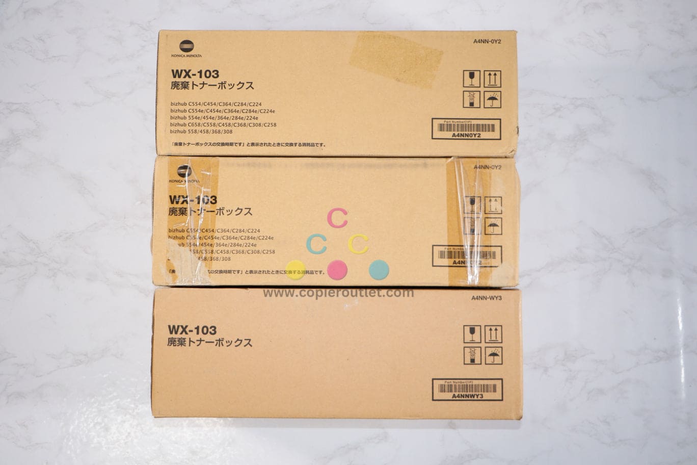 3 Open OEM Konica Minolta bizhub 224e,284e,308,364e Waste Toner Contai