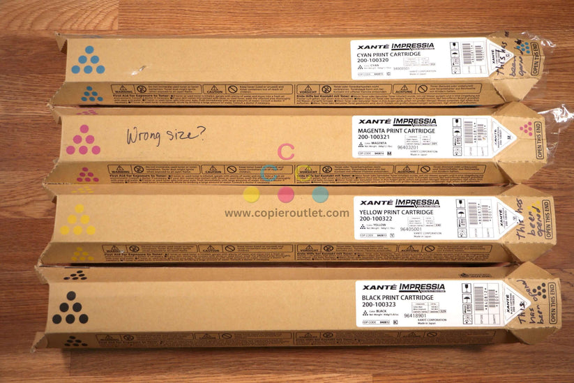 Used Xante Impressia CMYK Toner 200-100320-323 -EDP: 840812,13,14,15