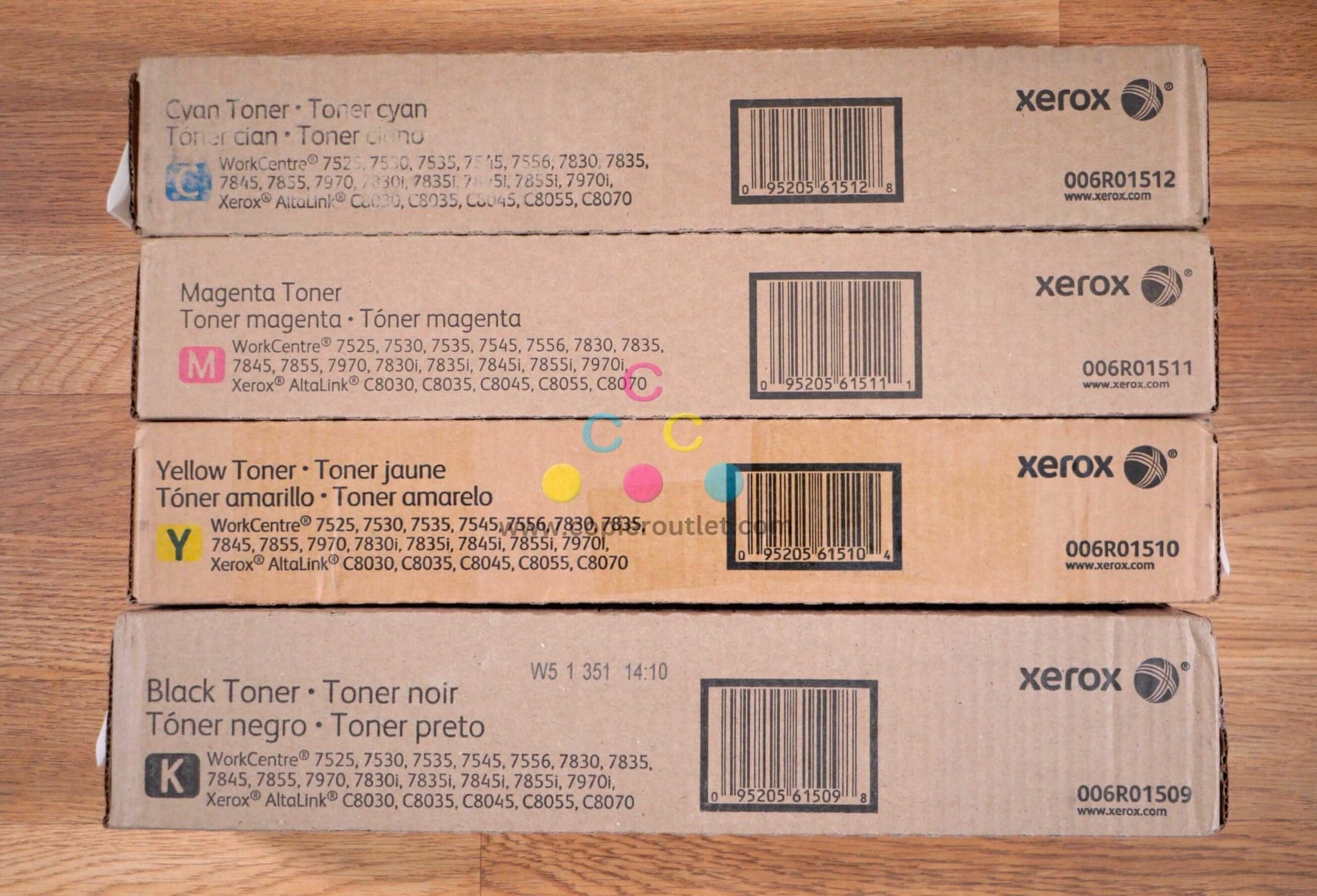 Xerox 006R01509,10,11,12 CMYK Toner Set WC 7525, 7530/AltaLink C8030, C8035
