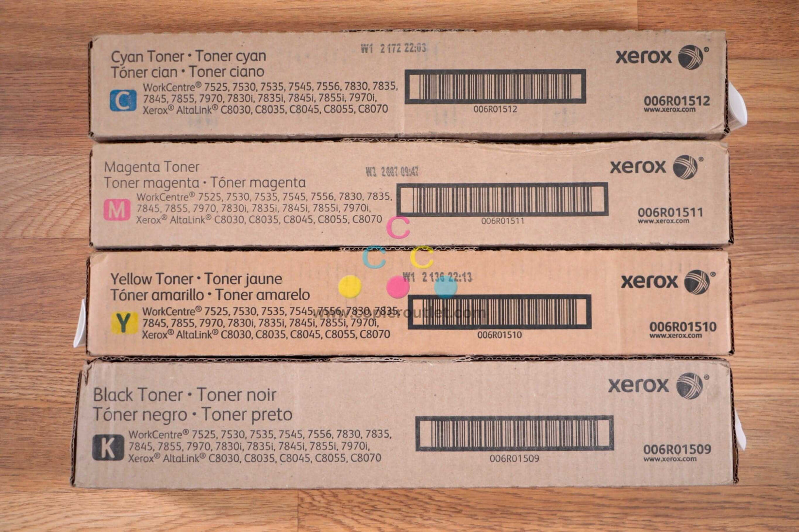Xerox 006R01509,10,11,12 CMYK Toner Set WC 7525, 7530/AltaLink C8030, C8035